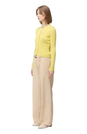 GOBI MONGOLIAN CASHMERE Cashmere Silk Hidden Button Cardigan - Blazzing Yellow