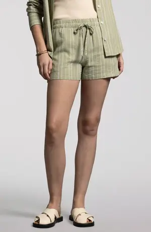 WEEKEND LOS ANGELES Maxime Linen Blend Drawstring Shorts - Tea