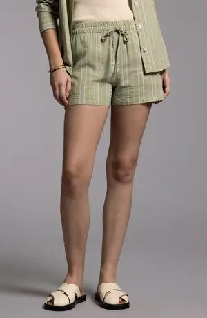 WEEKEND LOS ANGELES Maxime Linen Blend Drawstring Shorts - Tea