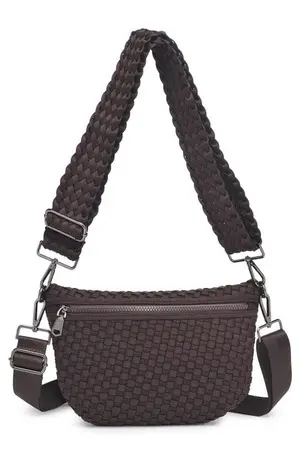 SOL AND SELENE Ethereal Woven Neoprene Crossbody Bag - Chocolate