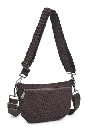 SOL AND SELENE Ethereal Woven Neoprene Crossbody Bag - Chocolate