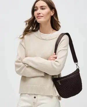 SOL AND SELENE Ethereal Woven Neoprene Crossbody Bag - Chocolate