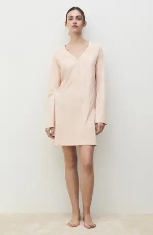 Mango Long Sleeve Cotton Nightgown - Salmon
