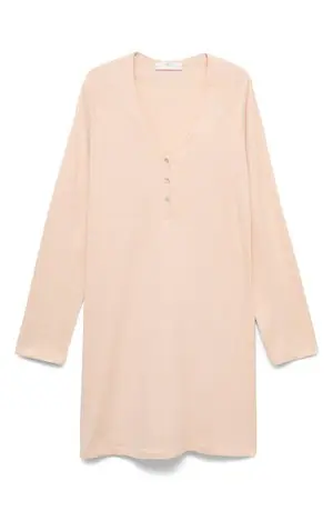 Mango Long Sleeve Cotton Nightgown - Salmon