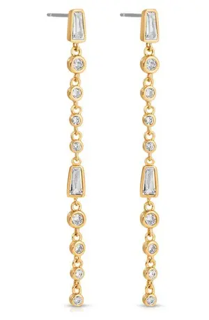 Ettika Cubic Zirconia Linear Drop Earrings - Gold