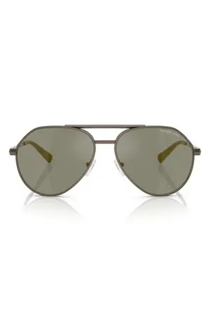 Michael Kors 60mm Pilot Sunglasses - Matte Husk / Olive Mirror