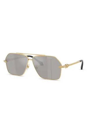 Versace 63mm Pilot Sunglasses - Gold / Light Grey Silver