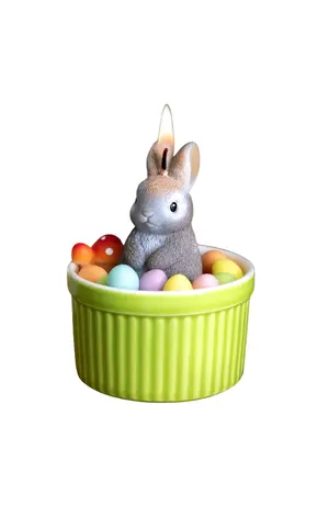 SOUTHLAKE GIFTS Easter Bunny Candle - Gray Rabbit /pastels
