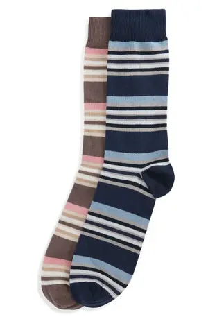 BARBOUR Barbour Assorted 2-Pack Summer Stripe Cotton-Blend Dress Socks