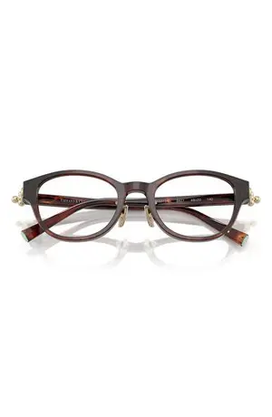 Tiffany & Co. 48mm Round Frame Eyeglasses - Spotted Brown Havana