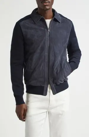 Herno Suede And Knit Bomber Jacket