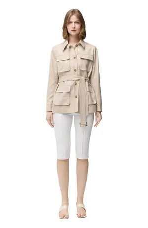GOBI MONGOLIAN CASHMERE Belted Cashmere Safari Jacket