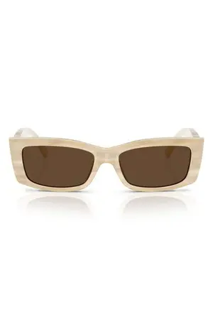 Tiffany & Co. 54mm Rectangle Sunglasses - Striped Ivory / Light Brown
