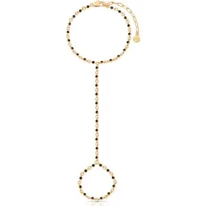 Ettika Crystal Bezel Hand Chain - Black