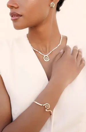 Ettika Mini Aura Swirl Cuff Bracelet - Silver