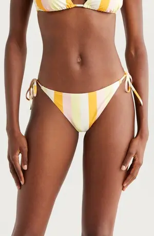 Solid & Striped The Iris Side Tie Bikini Bottoms - Soleil Stripe