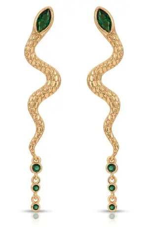 Ettika Ettika Serpentina Linear Earrings Green