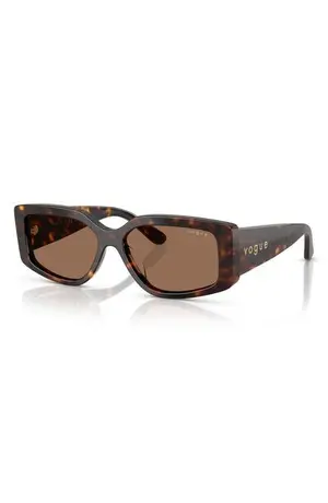 VOGUE 55mm Rectangular Sunglasses - Dark Havana