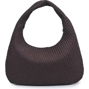 SOL AND SELENE Dare To Dream Large Woven Neoprene Hobo Bag - Chocolate