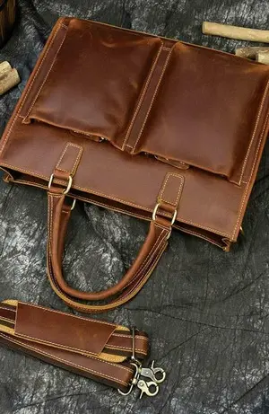 STEEL HORSE LEATHER The Dagmar Leather Briefcase