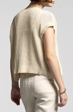 WEEKEND LOS ANGELES Violette Linen And Cotton Short Sleeve Cardigan - Bone