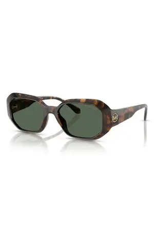 Michael Kors 54mm Irregular Sunglasses - Dark Tortoise / Green Solid