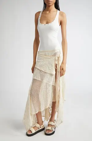 SIEDRES Marcela Asymmetric Jersey & Lace Dress