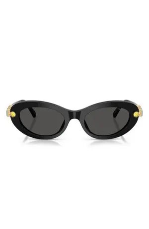 SWAROVSKI 53mm Oval Sunglasses - Black /dark Grey