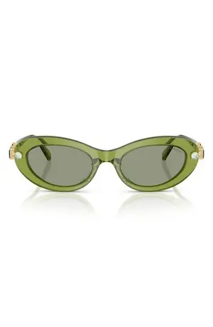 SWAROVSKI 53mm Oval Sunglasses - Transparent Green/green