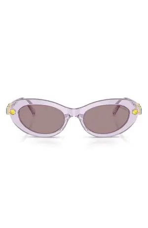 SWAROVSKI 53mm Oval Sunglasses - Transparent Lilac / Violet