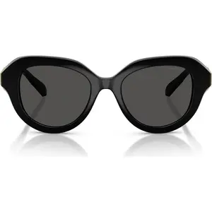 SWAROVSKI 50mm Round Frame Sunglasses - Black / Dark Grey