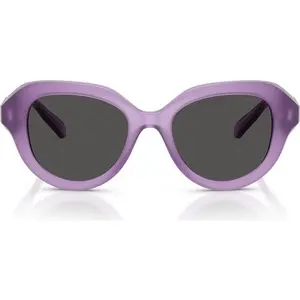 SWAROVSKI 50mm Round Frame Sunglasses - Milky Lilac/dark Grey