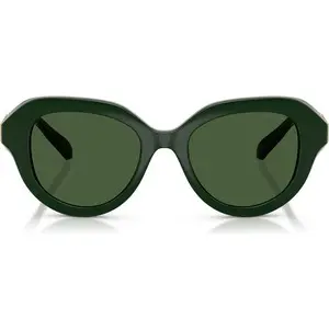 SWAROVSKI 50mm Round Frame Sunglasses - Solid Green / Dark Green
