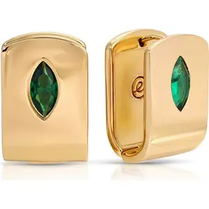 Ettika Marquise Stone Huggie Earrings - Green