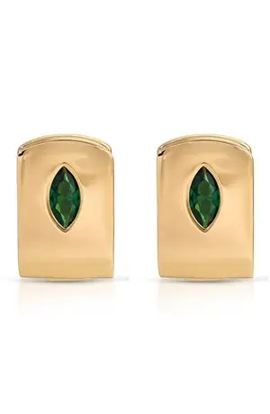 Ettika Marquise Stone Huggie Earrings - Green