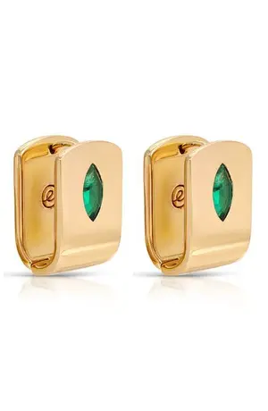 Ettika Marquise Stone Huggie Earrings - Green