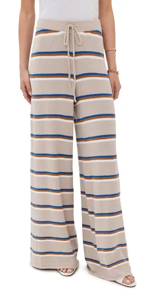 LE BOP Striped Wide Leg Pants - Beige Stripe