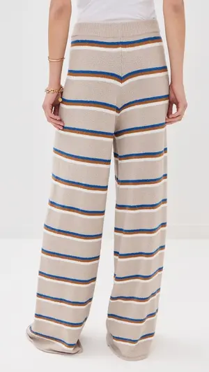 LE BOP Striped Wide Leg Pants - Beige Stripe