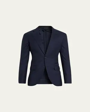 Brioni Solid Wool-silk Blazer - Navy