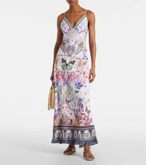 Camilla Crystal-embellished Linen Slip Maxi Dress