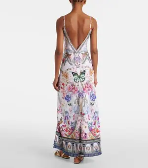 Camilla Crystal-embellished Linen Slip Maxi Dress