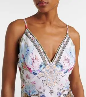 Camilla Crystal-embellished Linen Slip Maxi Dress