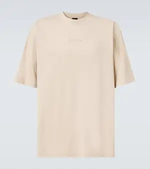 Balenciaga Logo Cotton Jersey T-shirt - Beige
