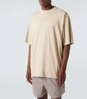 Balenciaga Logo Cotton Jersey T-shirt - Beige