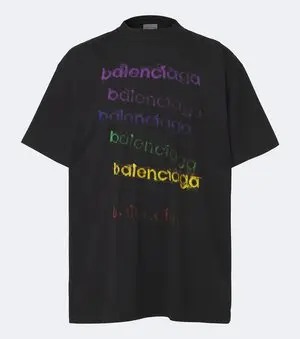 Balenciaga Logo Cotton Jersey T-shirt - Black