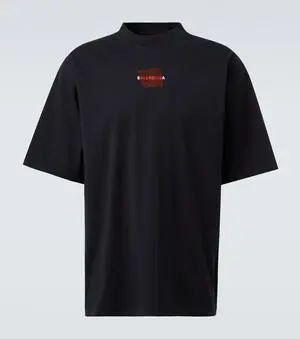 Balenciaga Logo Cotton Jersey T-shirt - Black