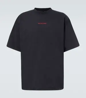Balenciaga Logo Cotton Jersey T-shirt - Black