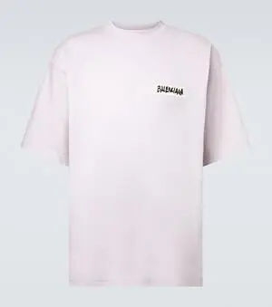 Balenciaga Logo Cotton Jersey T-shirt - Grey
