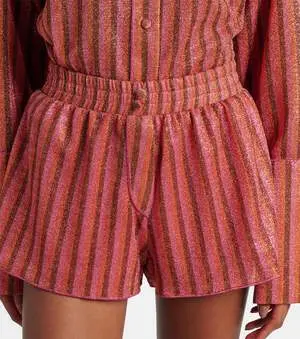 Oseree Striped Lamé Shorts