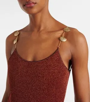 Oseree Lumiere Shells Embellished Swimsuit - Brown